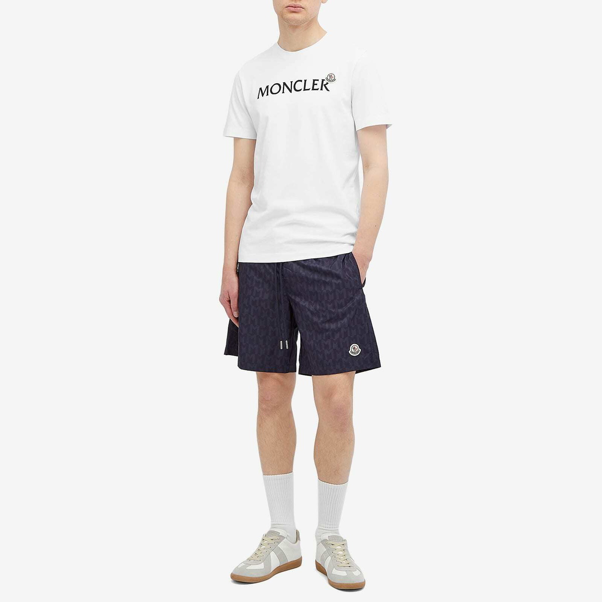 Moncler Men's Text Logo T-Shirt in White Moncler