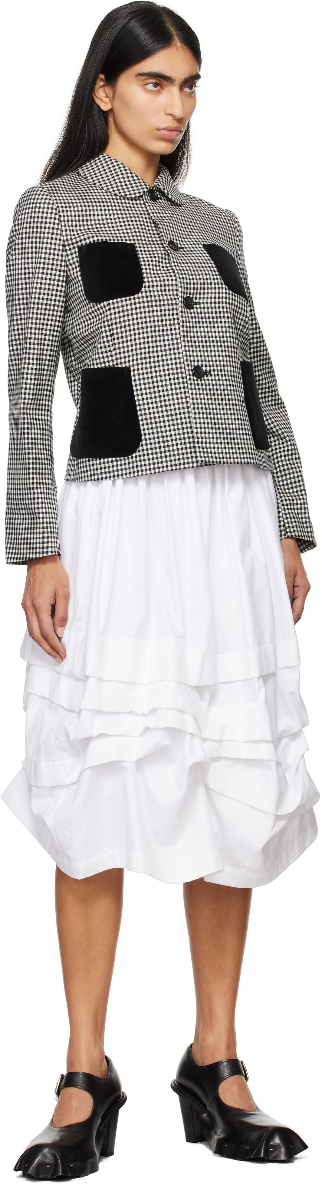 Comme des Garçons Girl Black & White Wool Gingham Check Jacket Comme ...