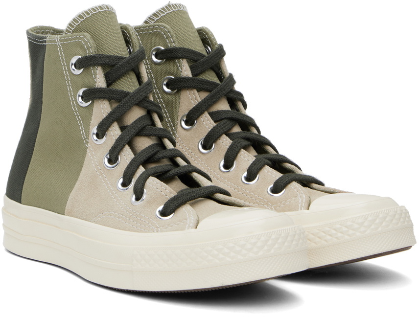 Converse Taupe & Green Chuck 70 Patchwork Suede Sneakers Converse