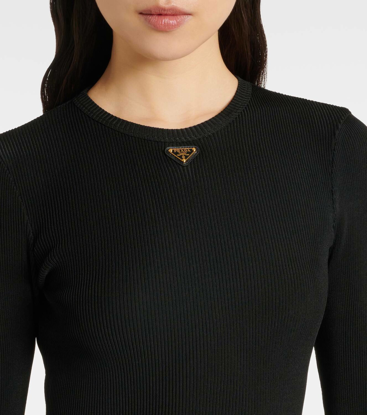Prada Logo ribbed-knit midi dress Prada