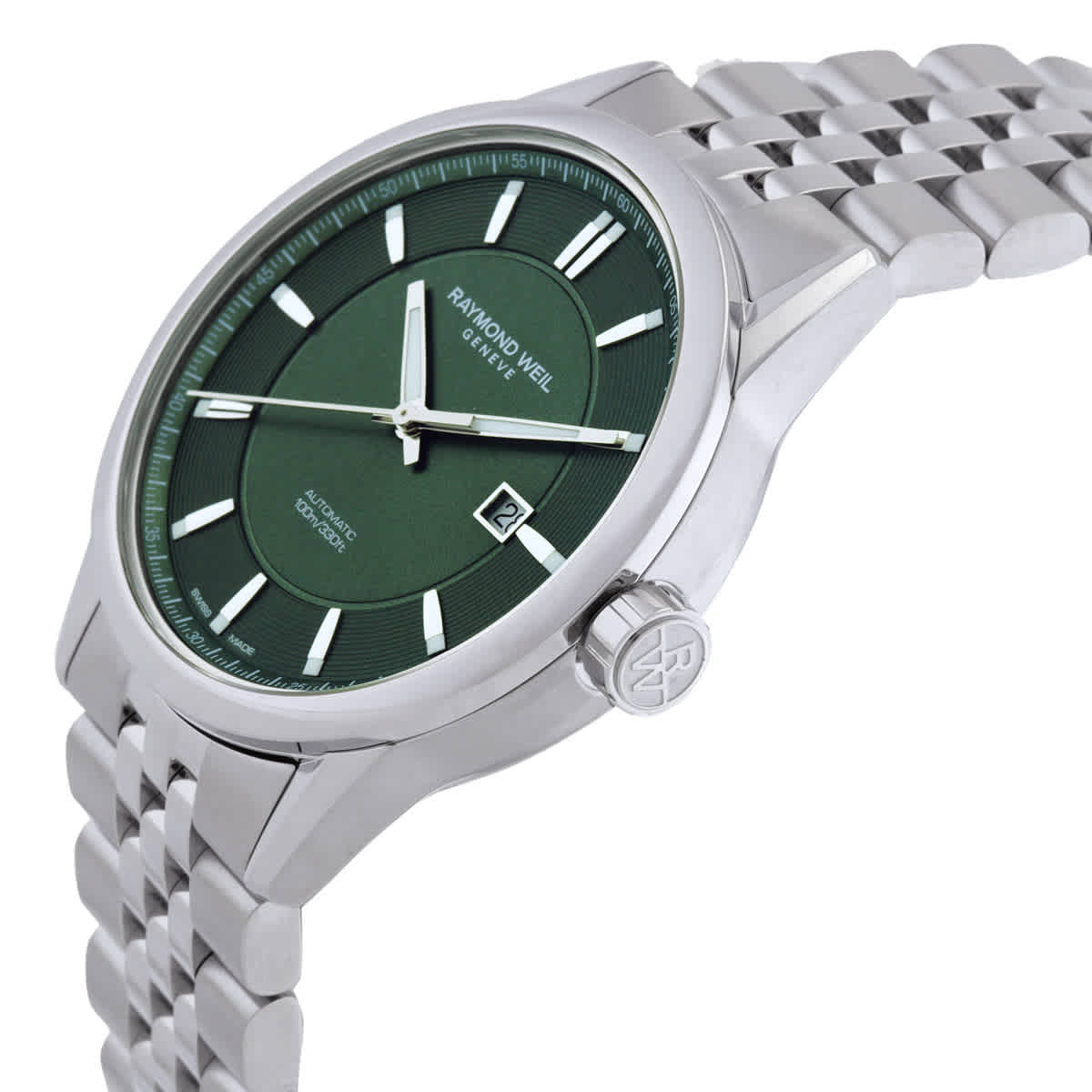 Raymond Weil Freelancer Automatic Green Dial Mens Watch 2731-ST-52001 ...