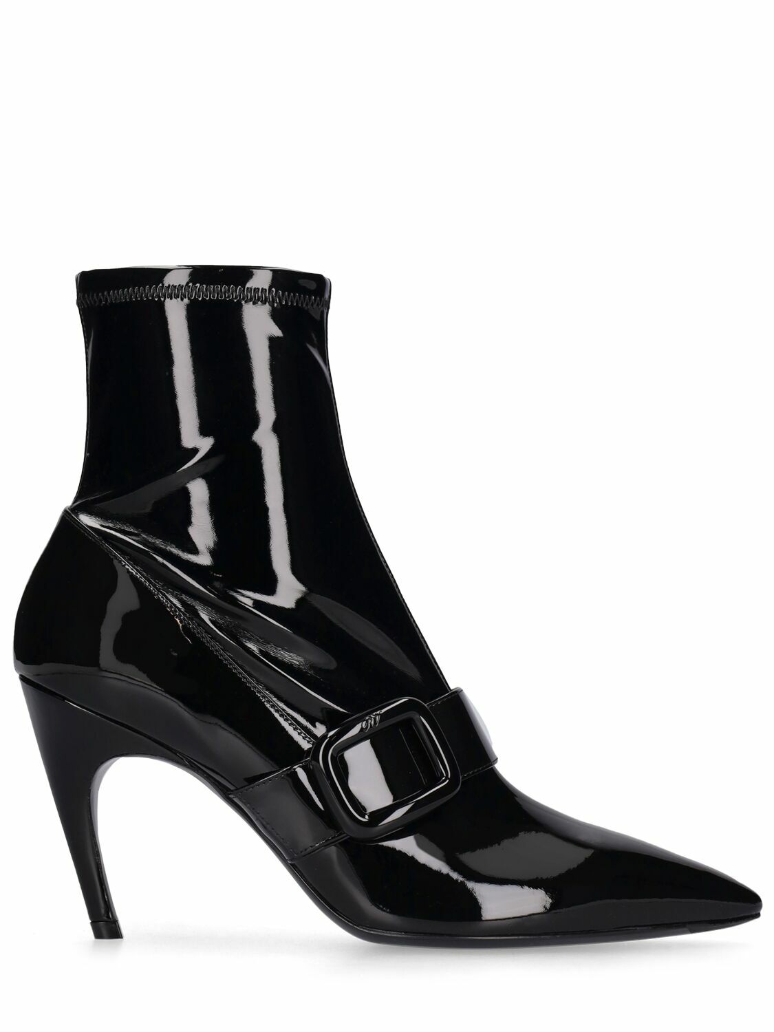 ROGER VIVIER - 85mm Choc Patent Leather Ankle Boots Roger Vivier