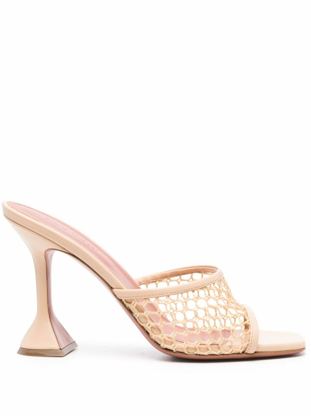 Amina Muaddi Neutral Lupita Net Raffia Leather Sandals Amina Muaddi