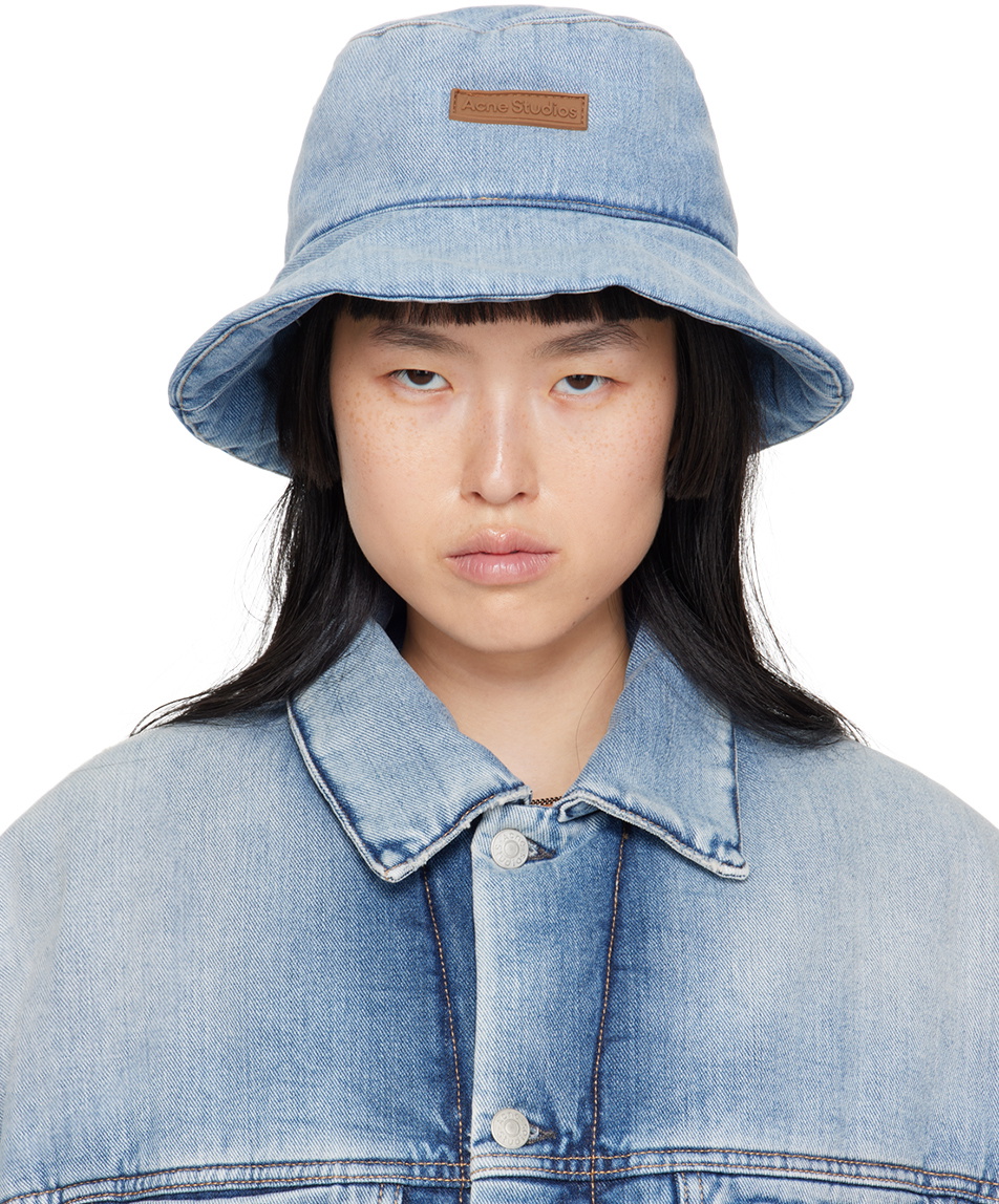 Acne Studios Blue Padded Denim Bucket Hat Acne Studios