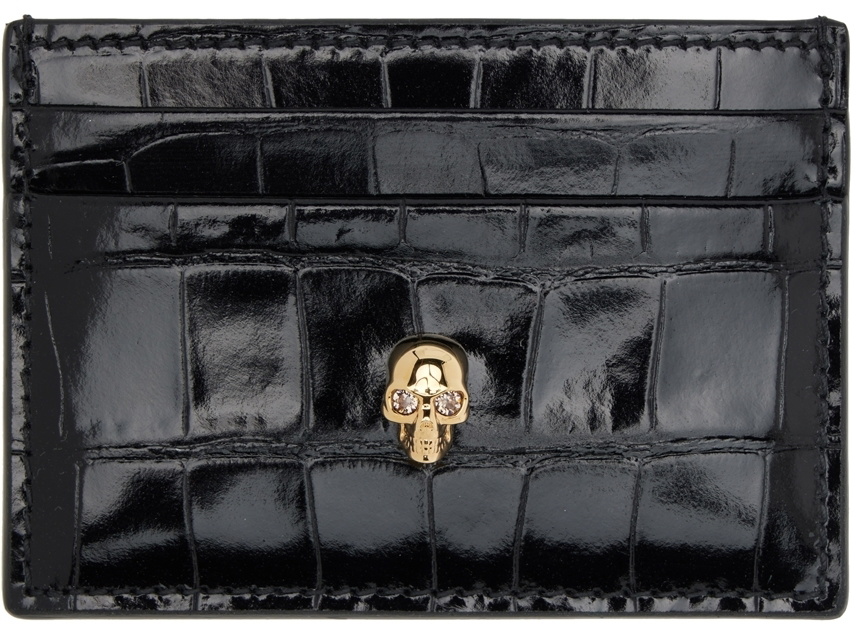 Alexander McQueen Black Croc Skull Card Holder Alexander McQueen