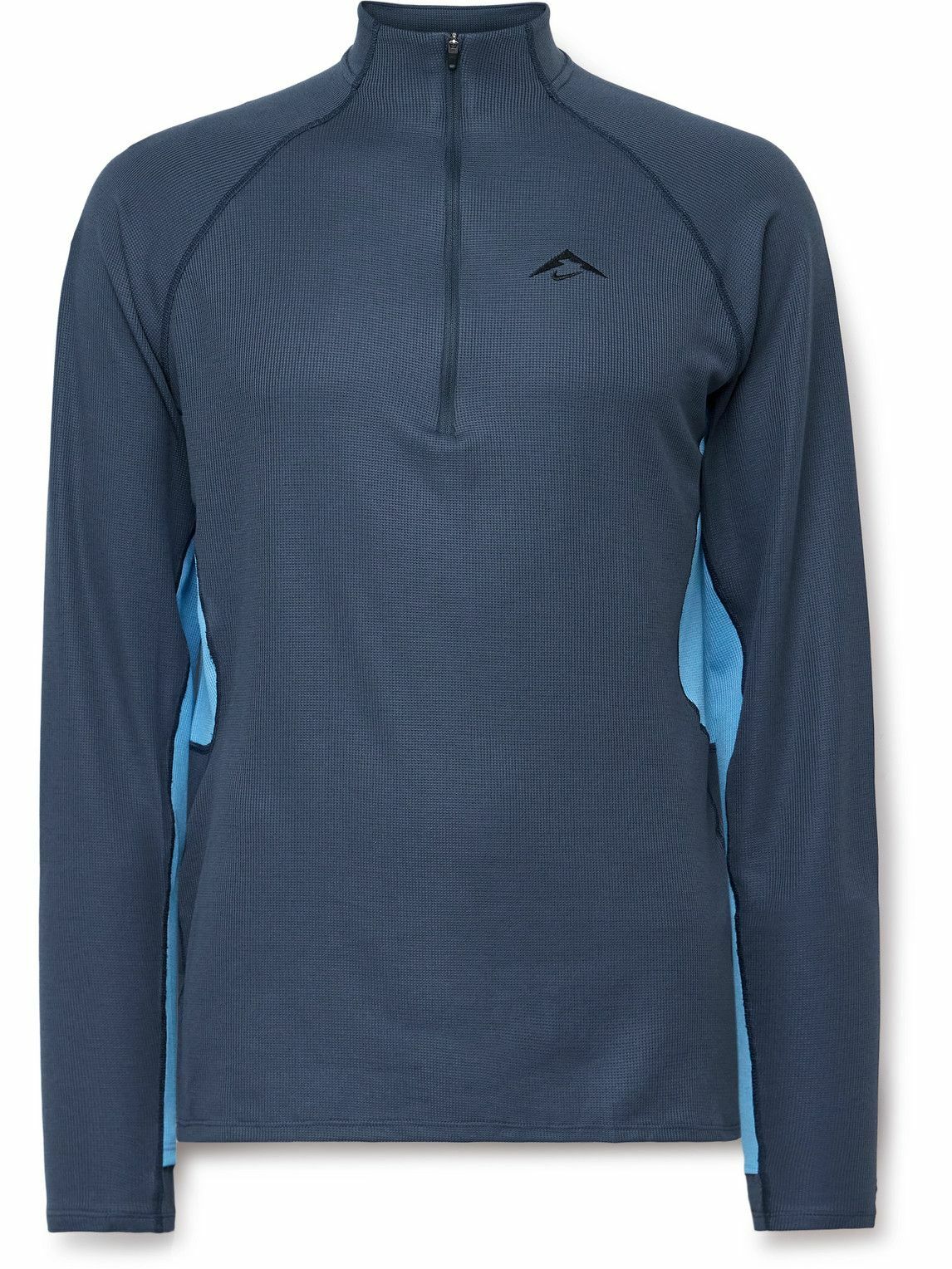 NIKE RUNNING - Slim-Fit Logo-Embroidered Waffle-Knit Dri-FIT Half-Zip ...