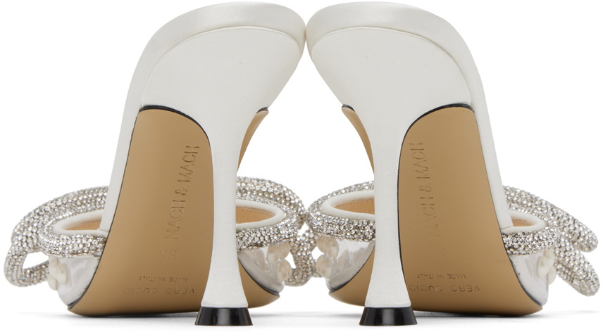 MACH & MACH Silver Double Bow Crystal 100 Heels MACH & MACH