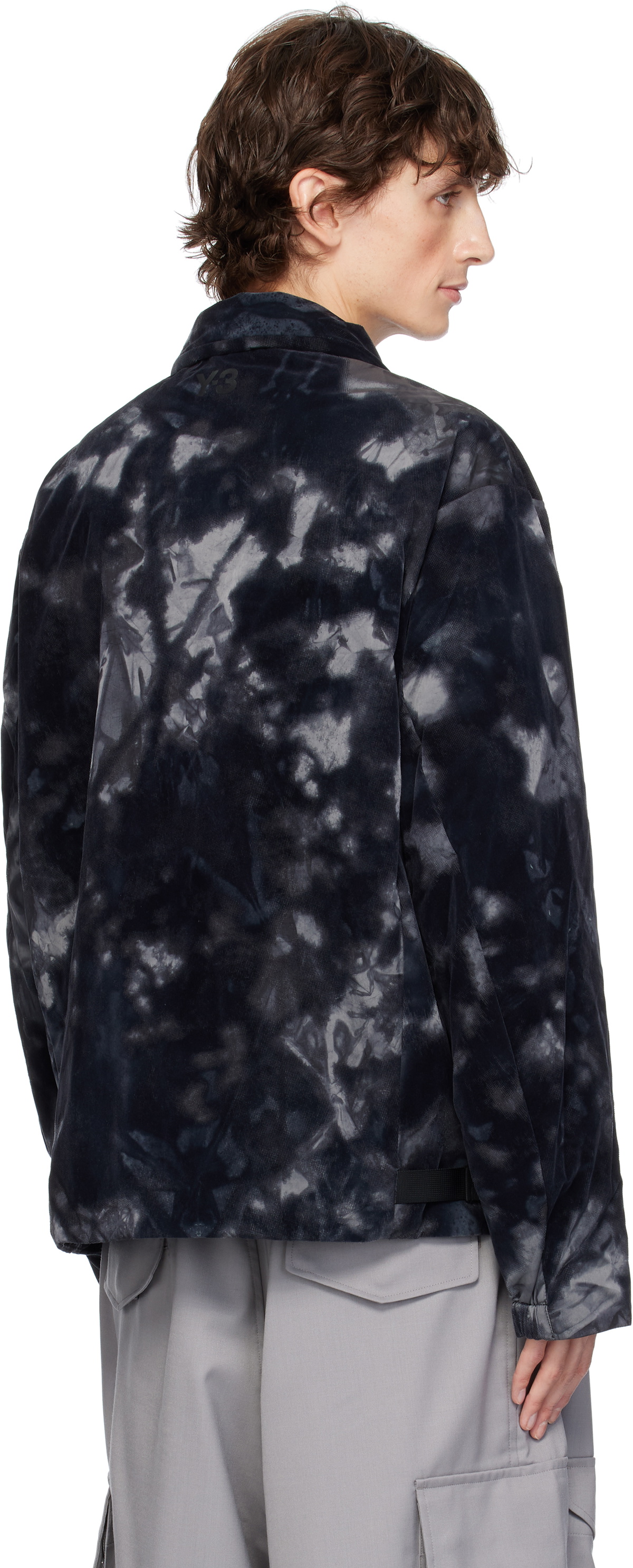 Y-3 Black Allover Print Nylon Liner Jacket Y-3