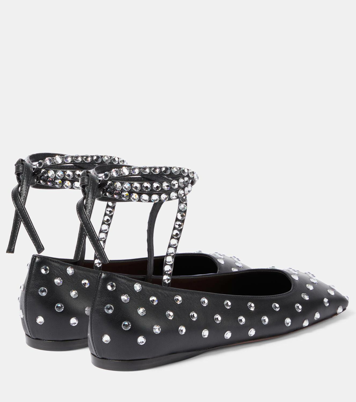 Amina Muaddi Ane embellished leather ballet flats Amina Muaddi