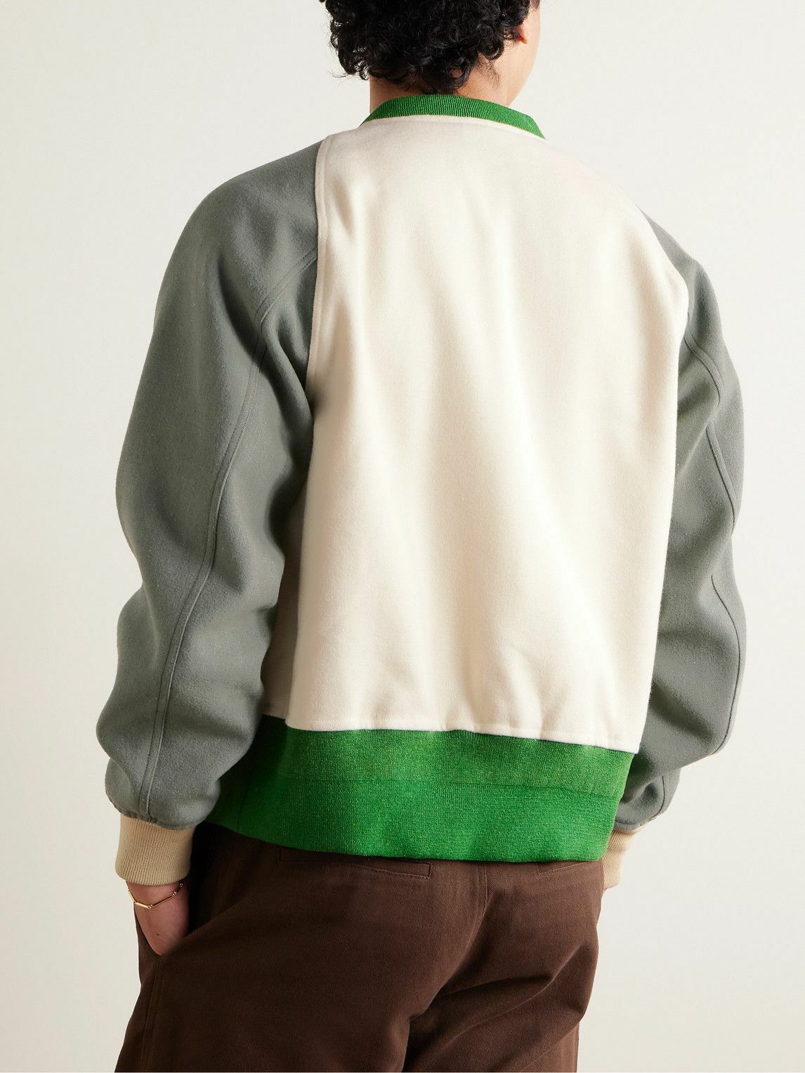 Visvim - Colour-Block Logo-Appliquéd Wool and Linen-Blend Varsity ...