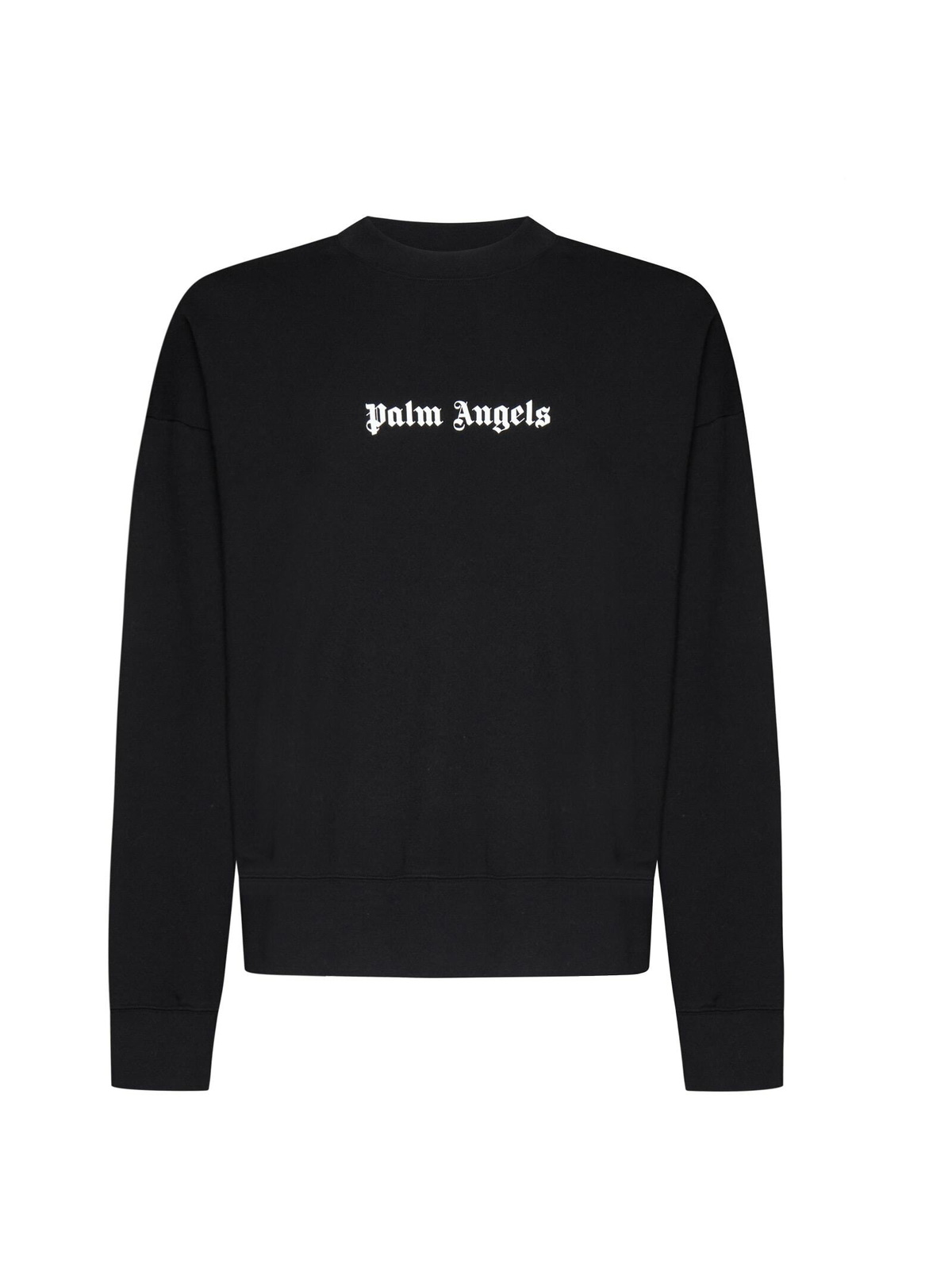 Palm Angels Black Crew Neck Sweatshirt With Contrast Logo Palm Angels