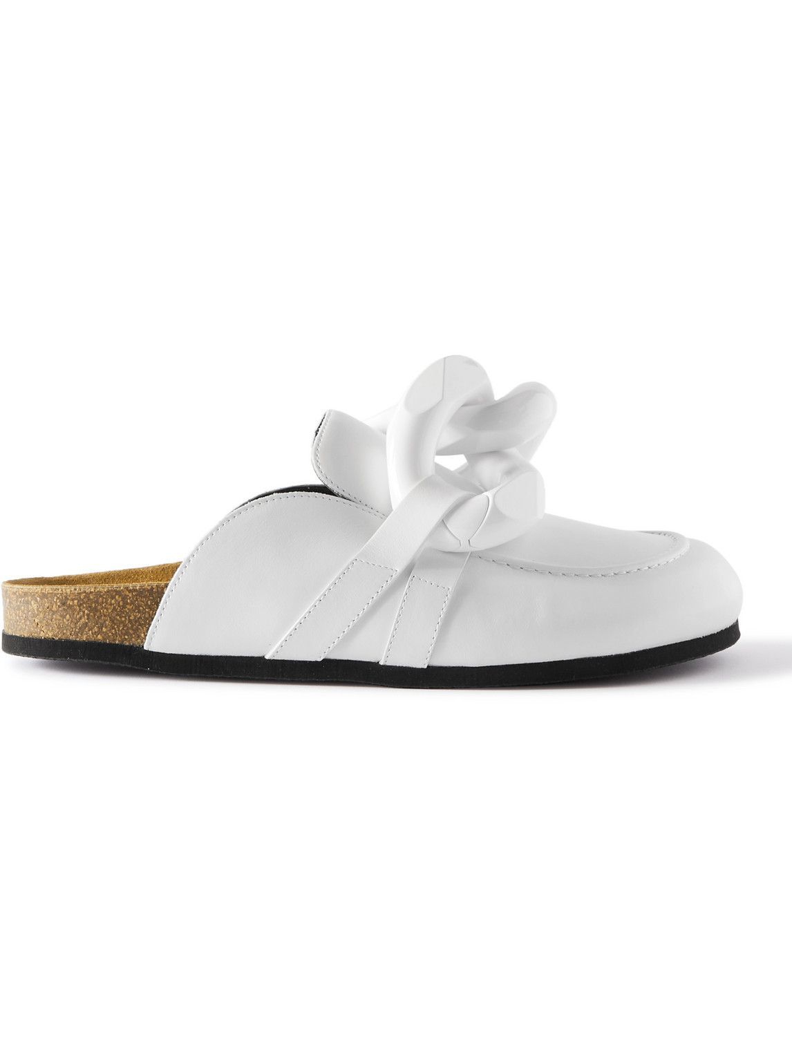 JW Anderson - Embellished Leather Backless Loafers - White JW Anderson