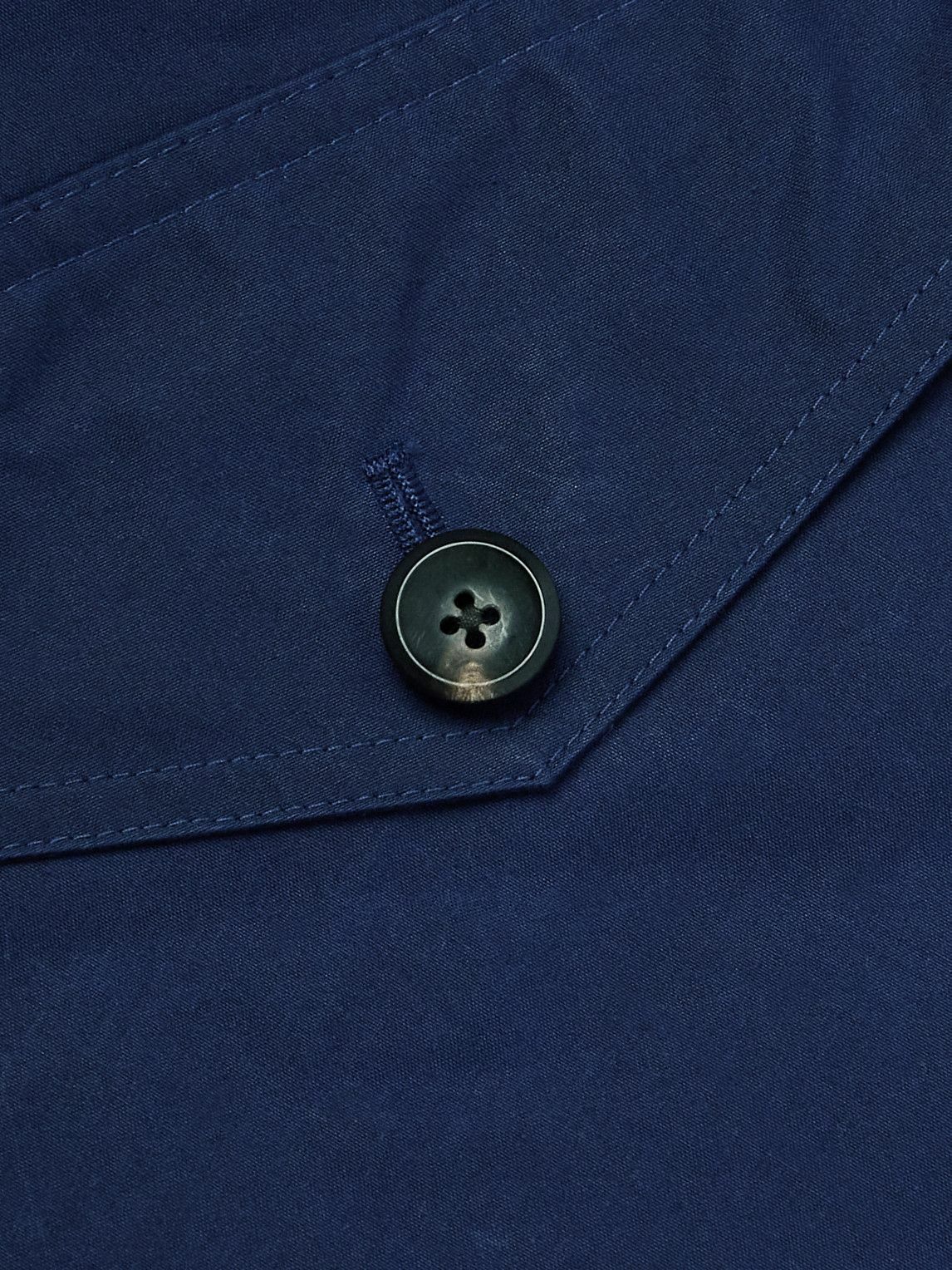 Drake's - Surf Waxed-Cotton Half-Zip Hooded Jacket - Blue Drake's