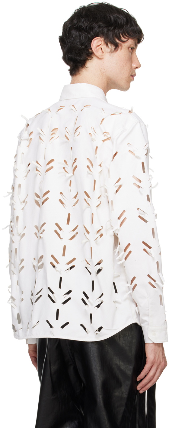 Juntae Kim White Laser-Slashed Shirt