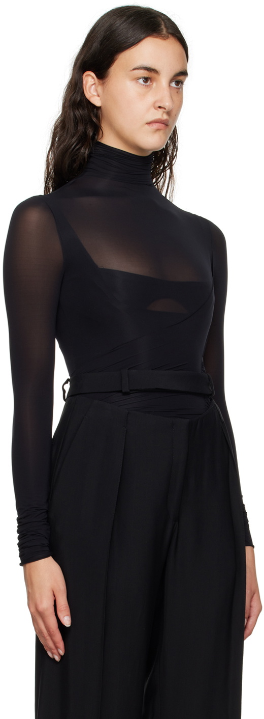 Mugler Black Ruched Bodysuit Mugler