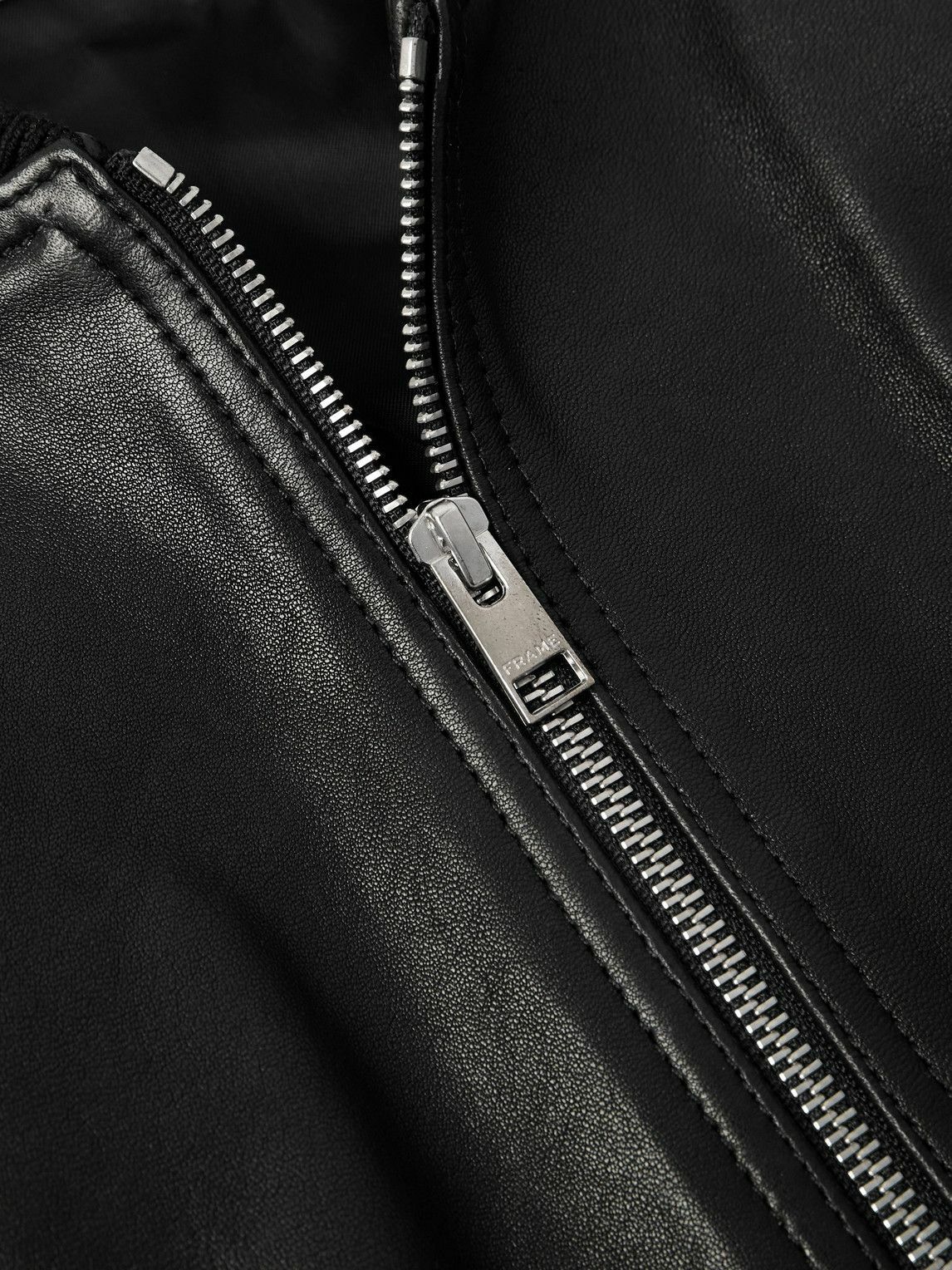 FRAME - Leather Bomber Jacket - Black Frame Denim