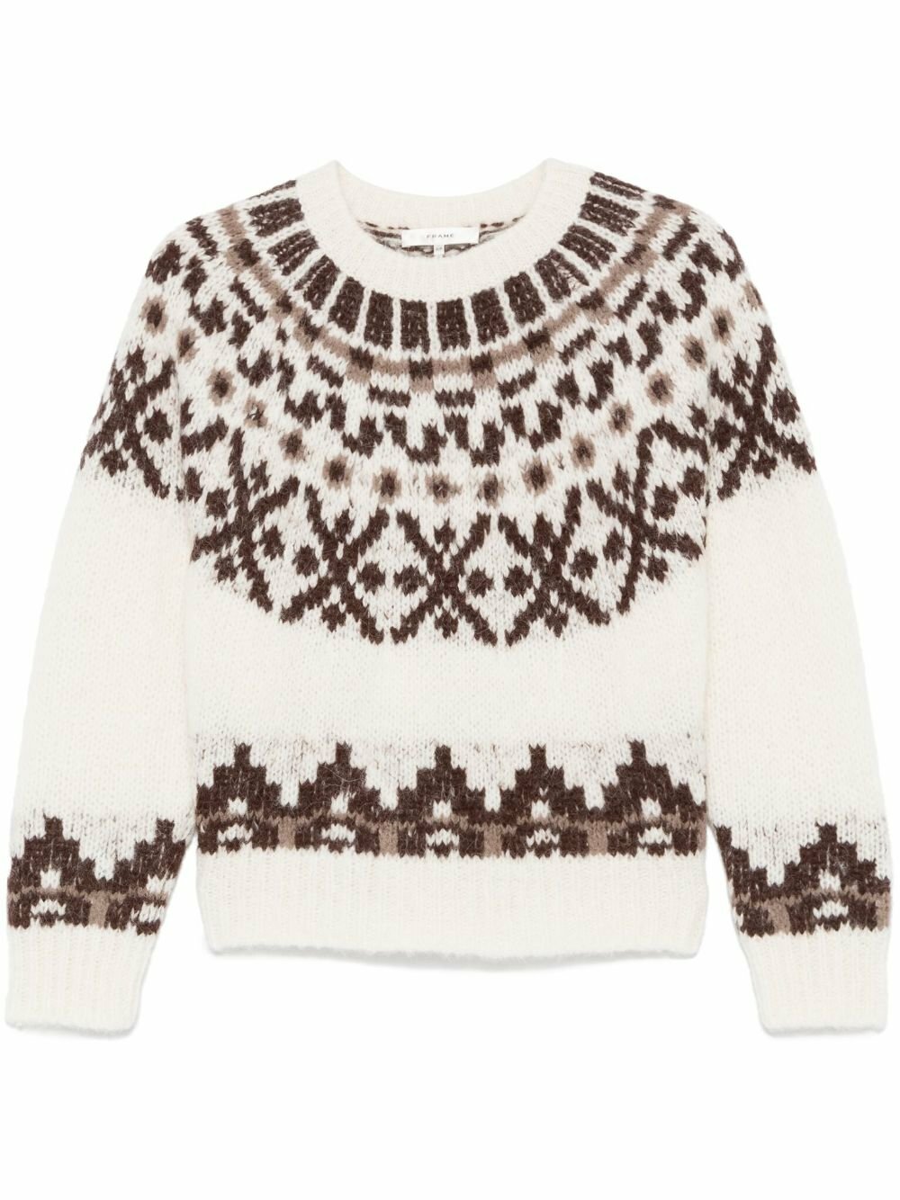 FRAME White Fair Isle Sweater Frame Denim