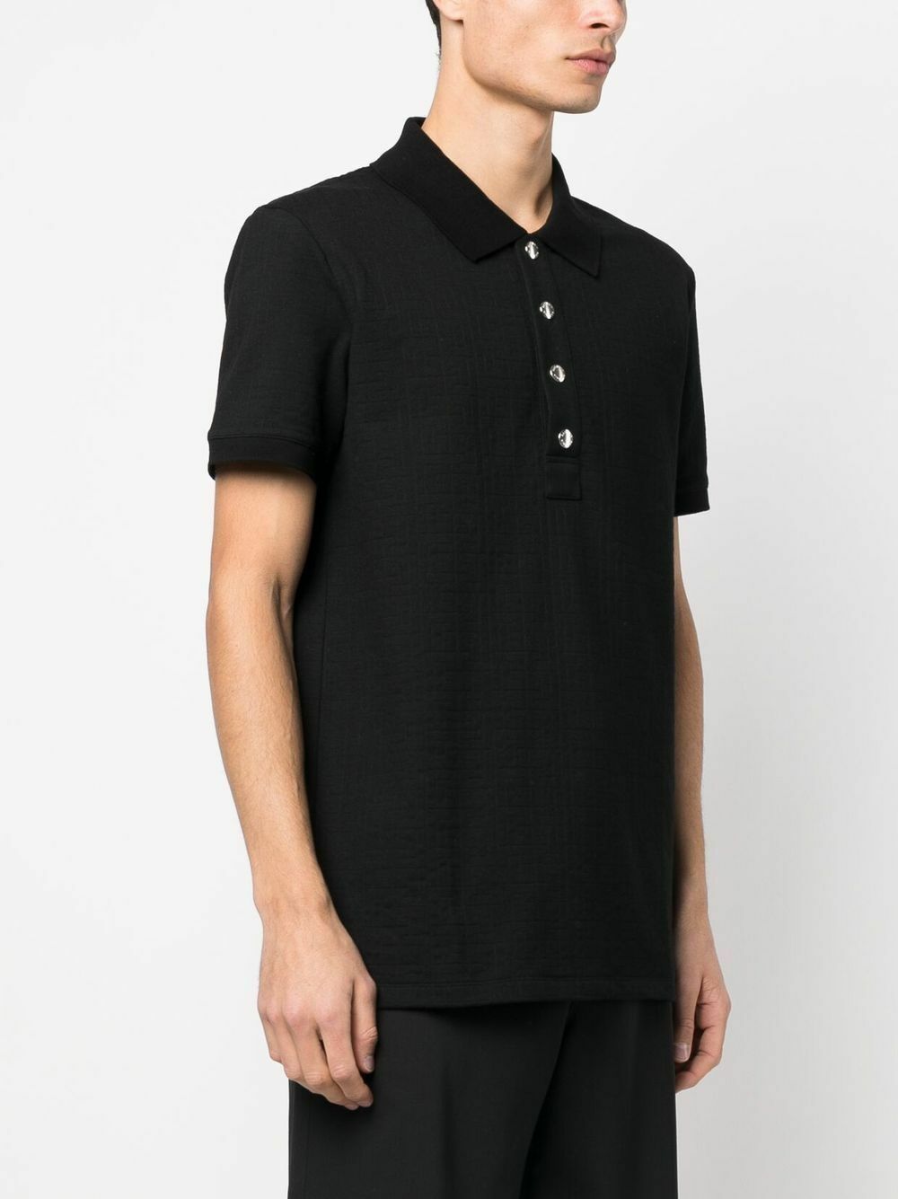 Balmain Monogram-Pattern Piqué Polo Shirt Balmain
