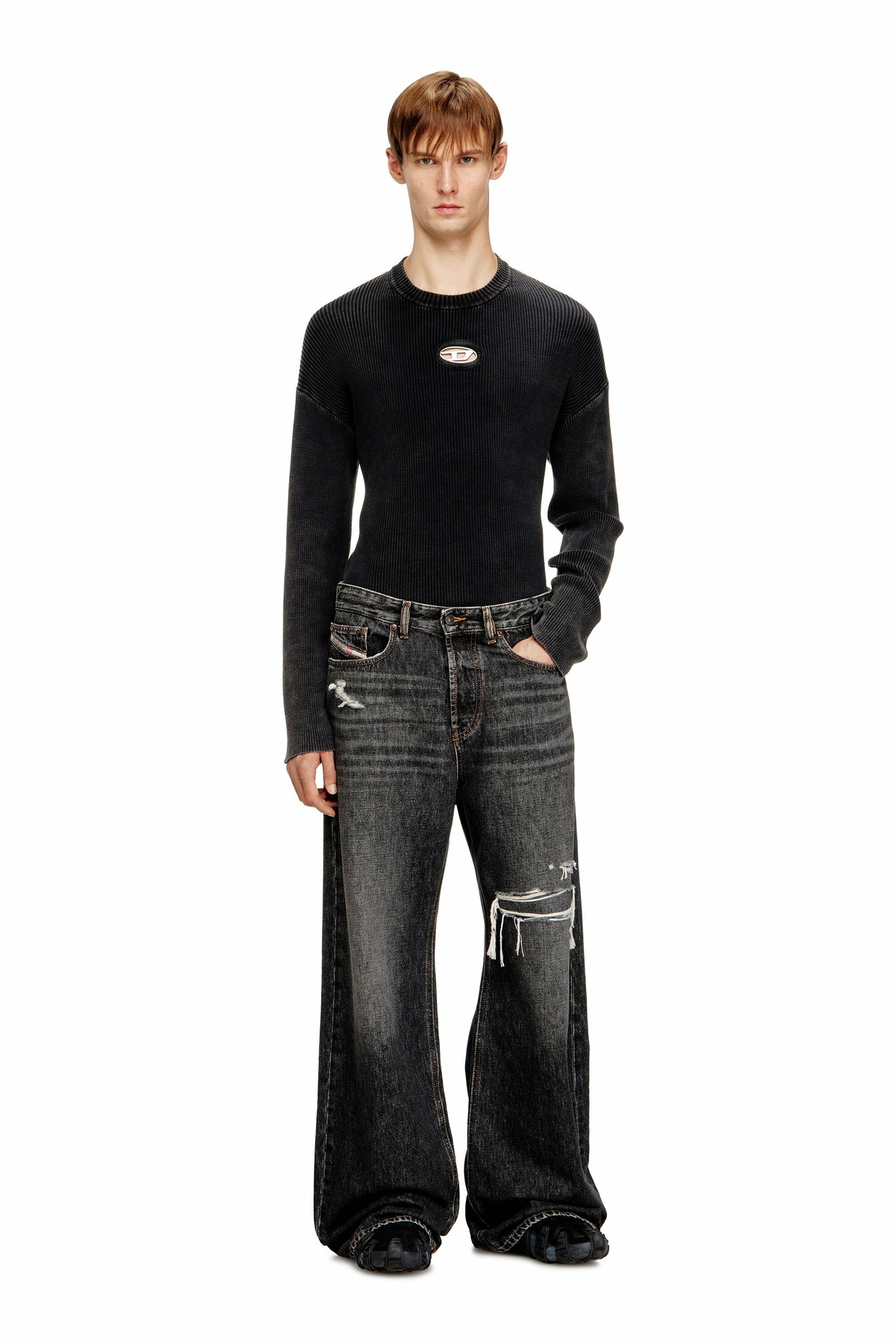 Diesel Relaxed Jeans - D-Rise - Jeans Mens in Black Diesel
