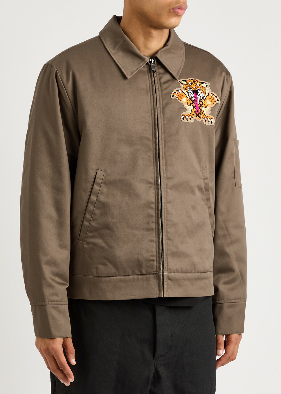 Ice Cream Logo-appliquéd Twill Jacket Brown ICECREAM