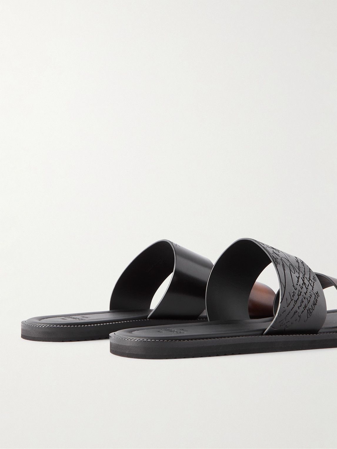 Berluti - Debossed Venezia Leather Sandals - Brown Berluti