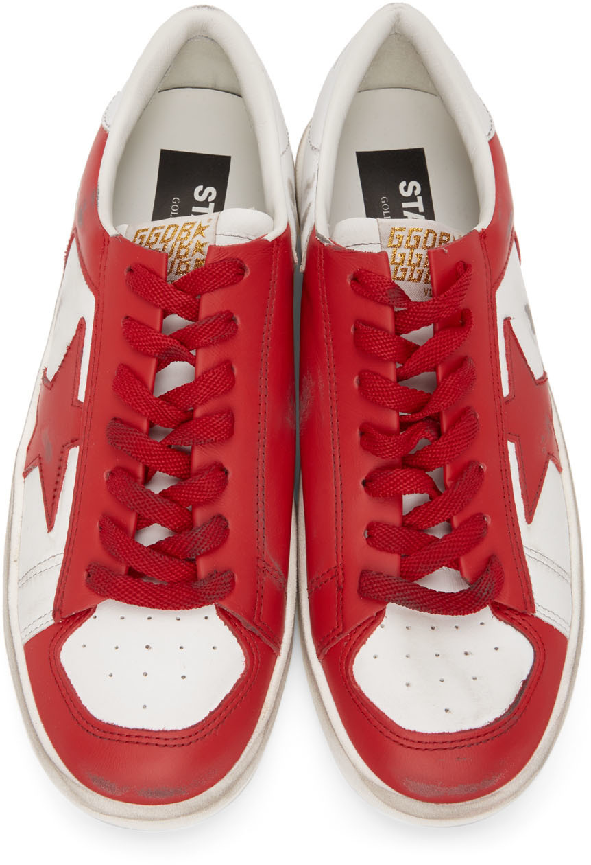 Golden Goose White & Red Stardan Sneakers Golden Goose Deluxe Brand