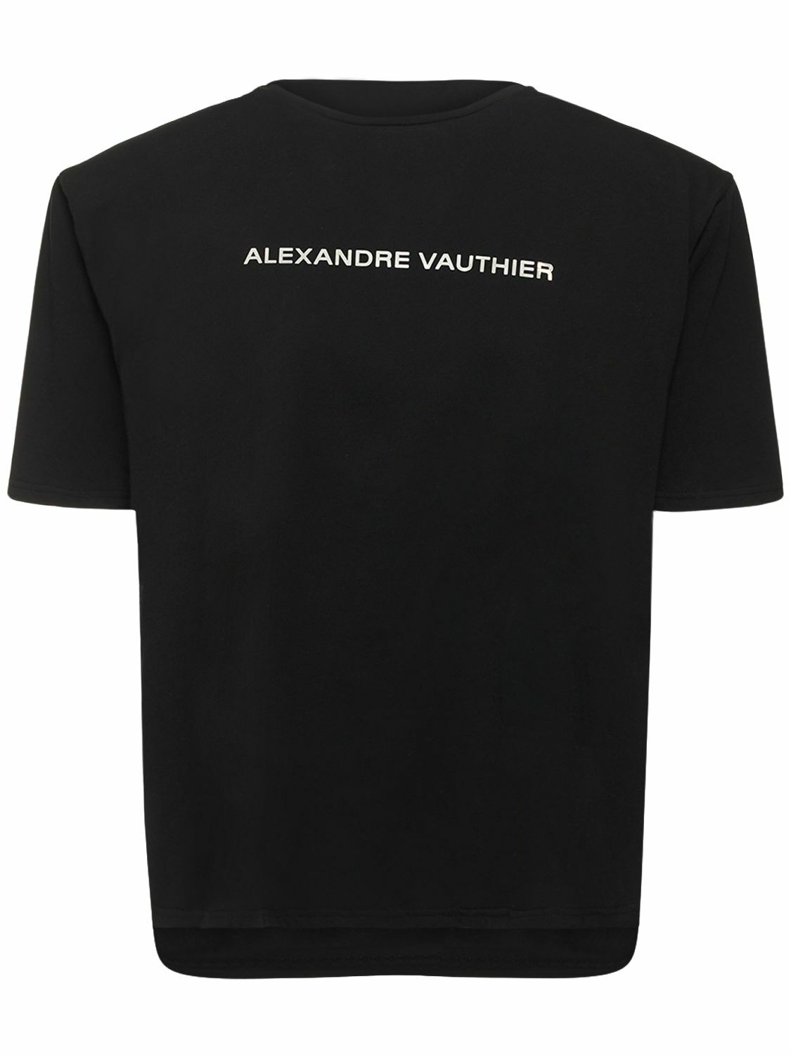 ALEXANDRE VAUTHIER Padded Shoulder Jersey Logo T-shirt Alexandre Vauthier