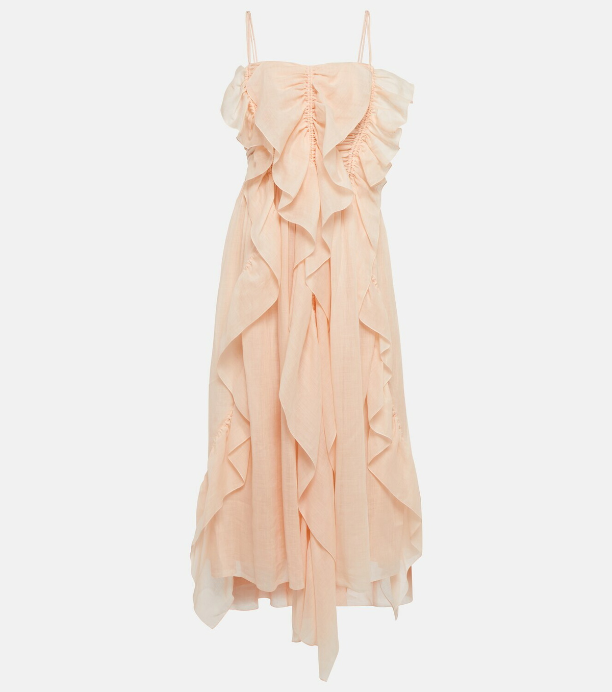 Chloe - Ruffle-trimmed ramie midi dress Chloe