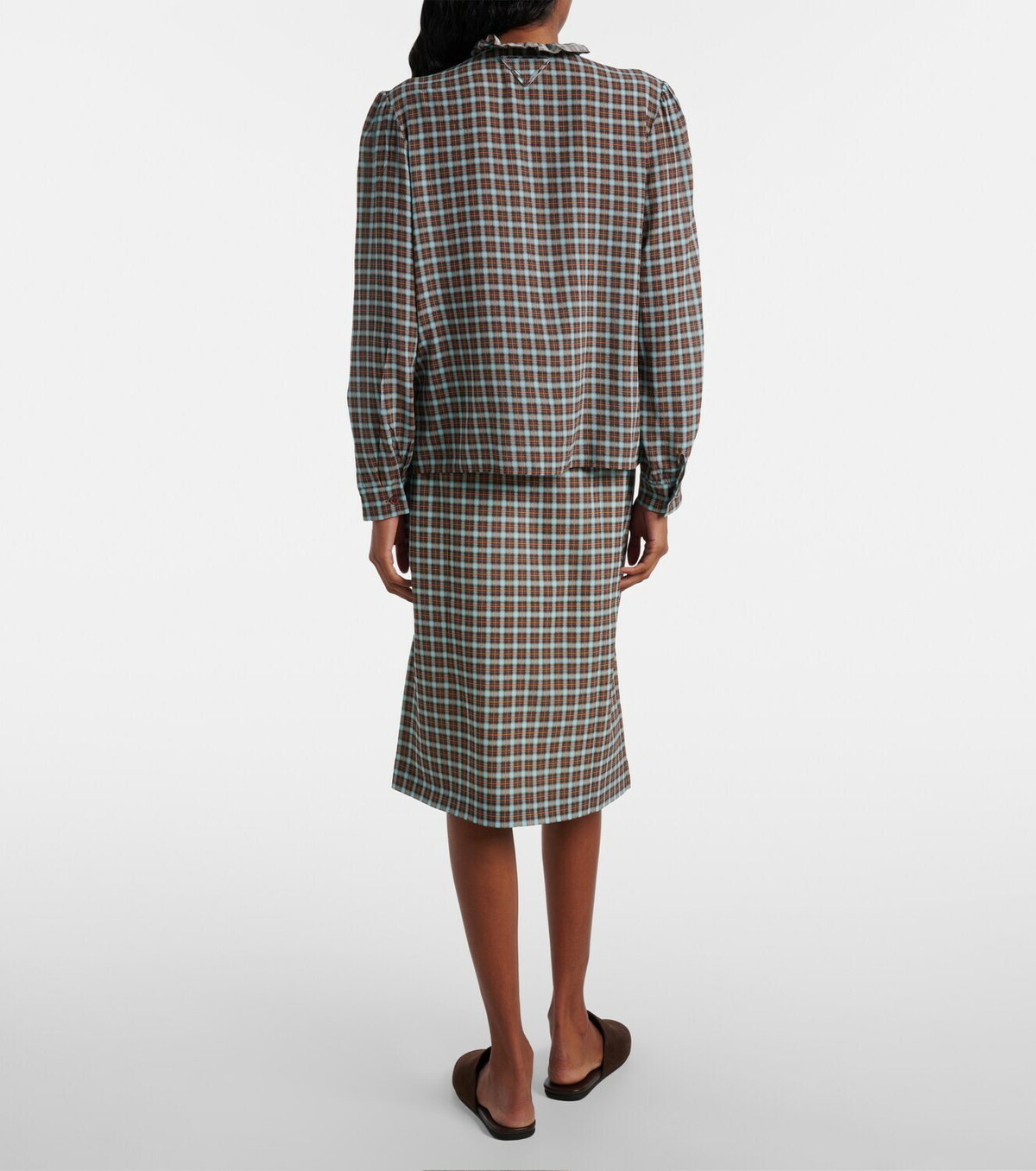Prada Checked silk-blend georgette shirt Prada