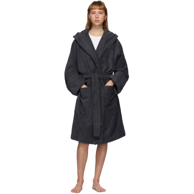 Tekla Grey Hooded Bathrobe Tekla Fabrics