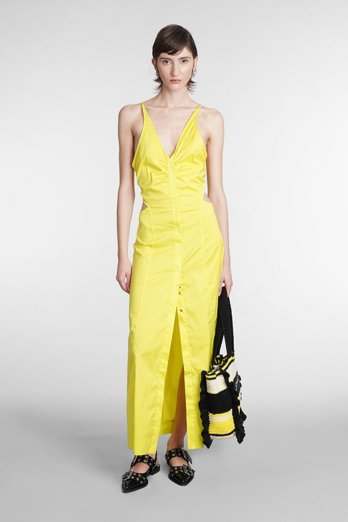 Ganni Dress In Yellow Cotton GANNI