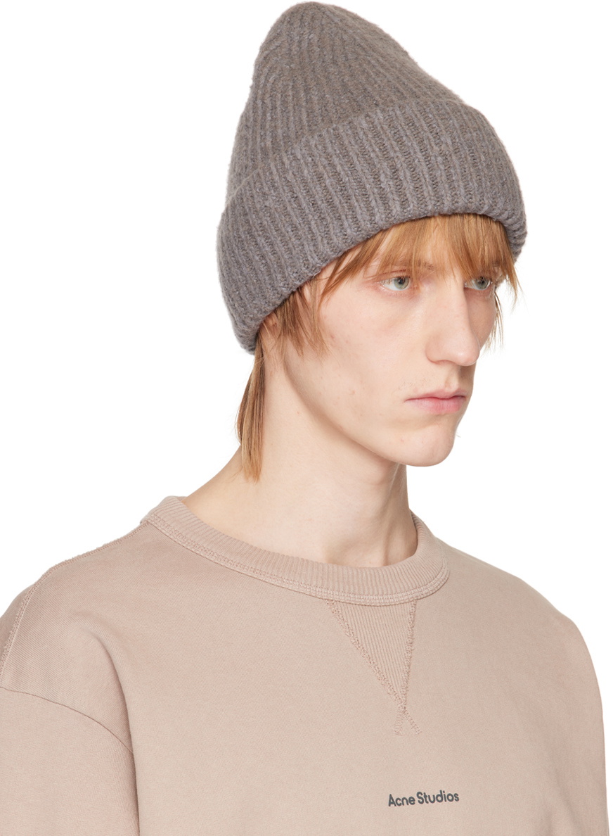 Acne Studios Gray Rib Knit Beanie Acne Studios