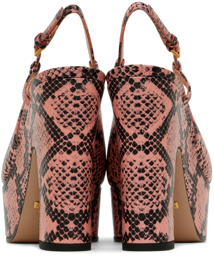 Gucci Pink & Black Python Print Heels Gucci