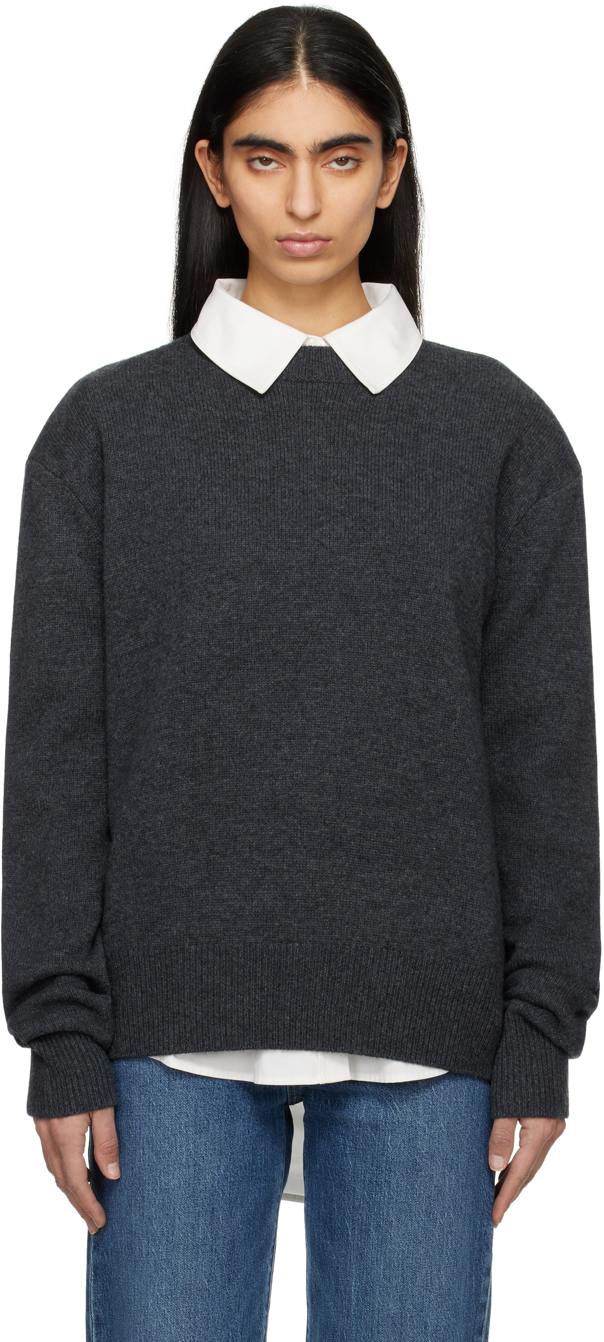 The Frankie Shop Gray Rafaela Padded Knit Sweater The Frankie Shop