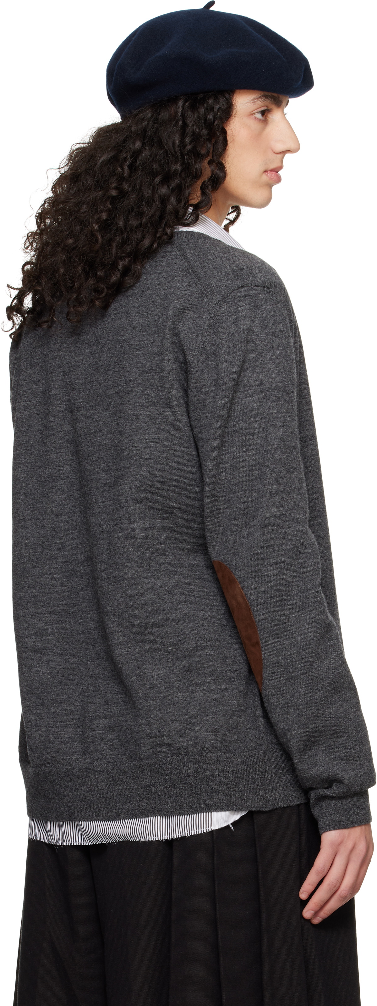 Maison Margiela Gray Elbow Patch Cardigan Maison Margiela
