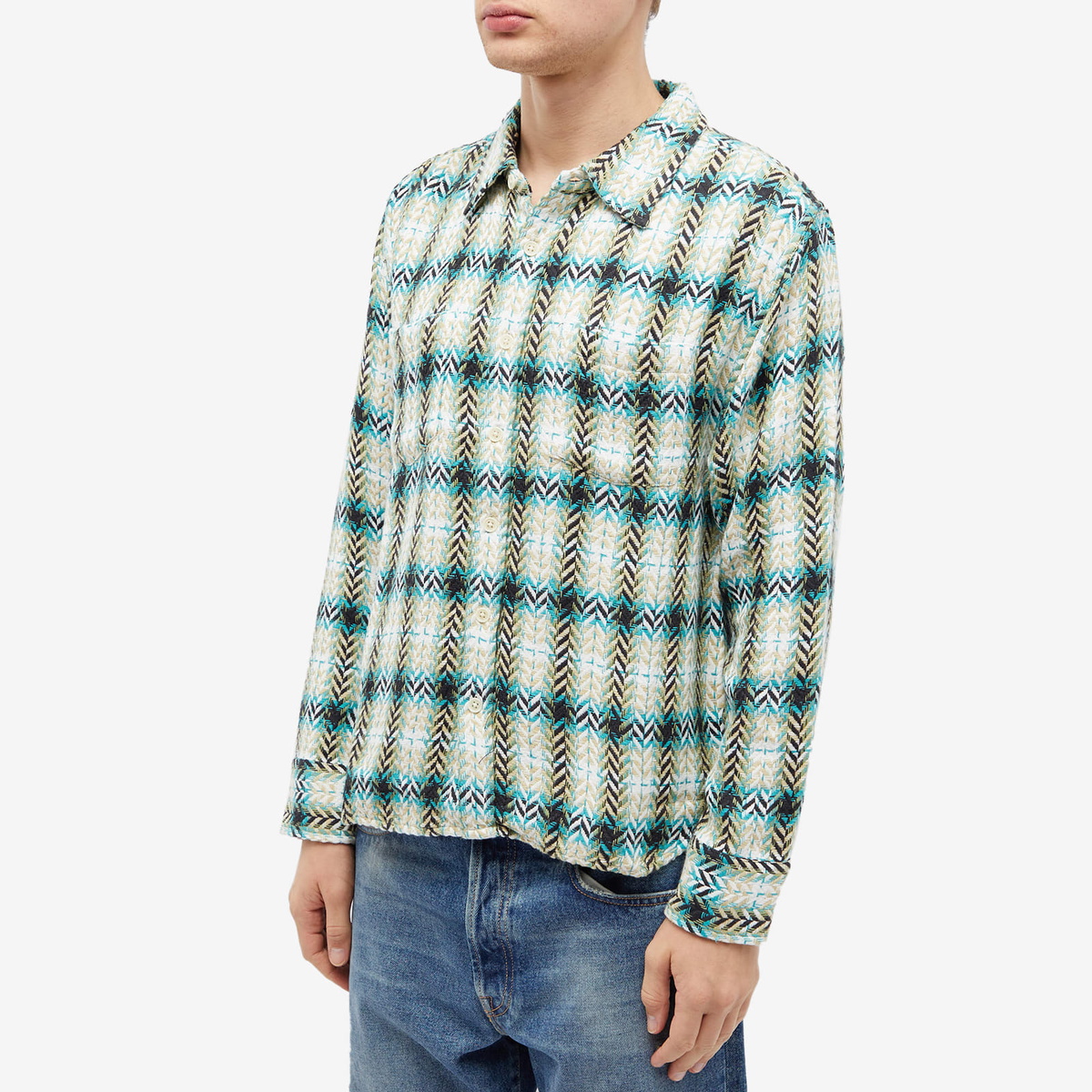 Corridor Men's Yeti Acid Plaid Shirt in White/Blue Corridor