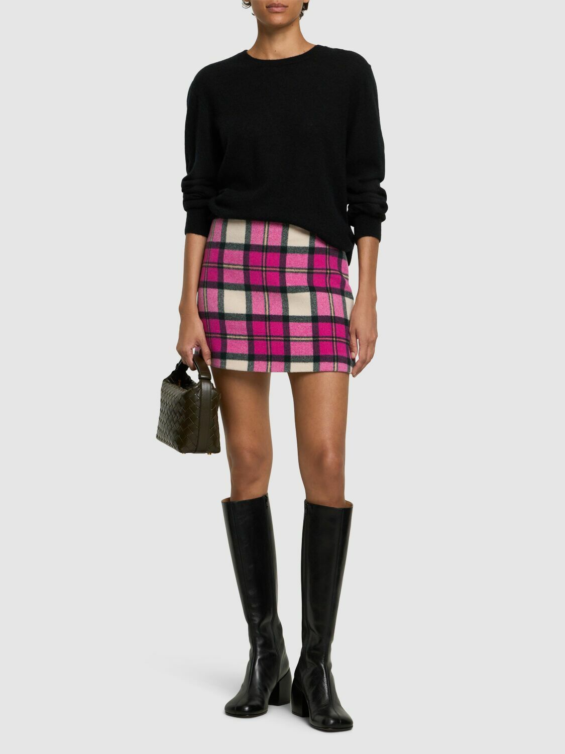 MSGM Wool Blend Tartan Mini Skirt MSGM