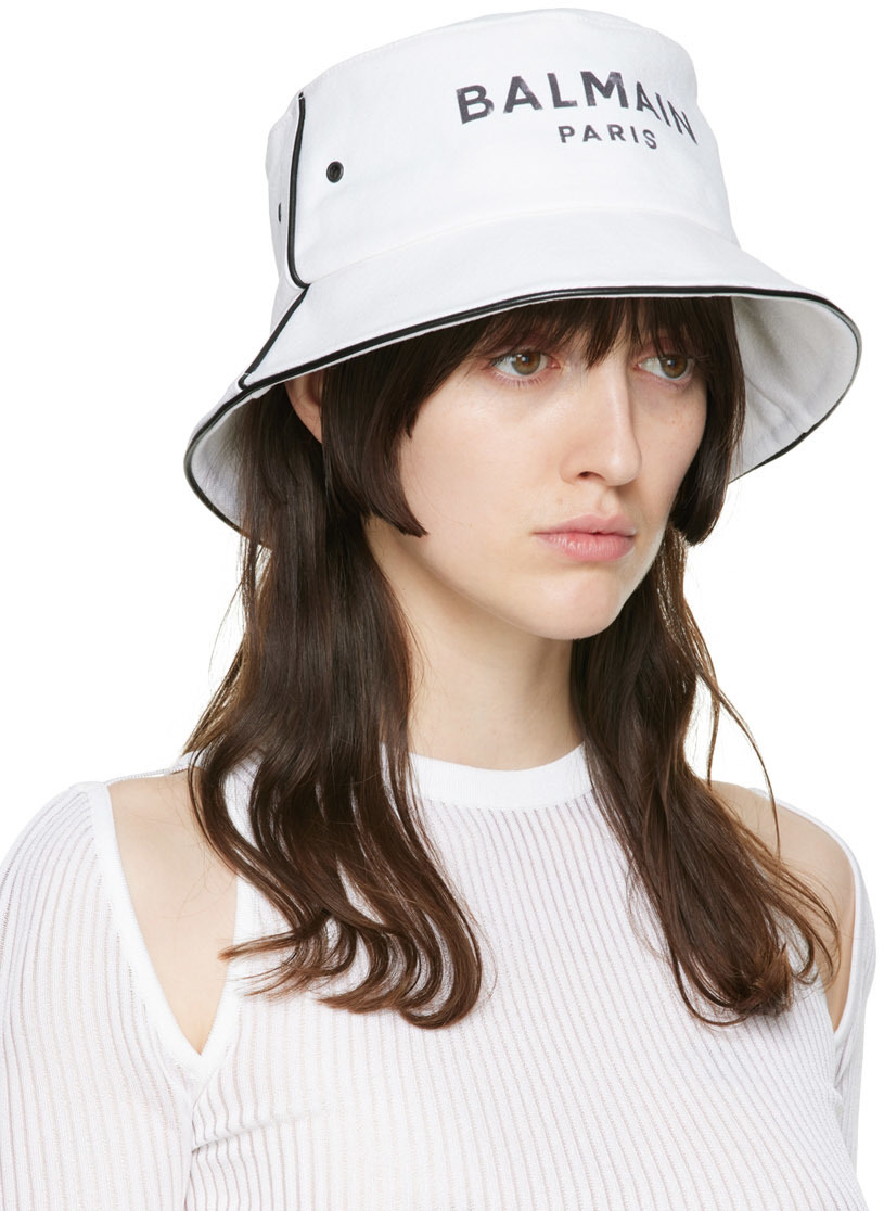 Balmain White B-Army Bucket Hat Balmain