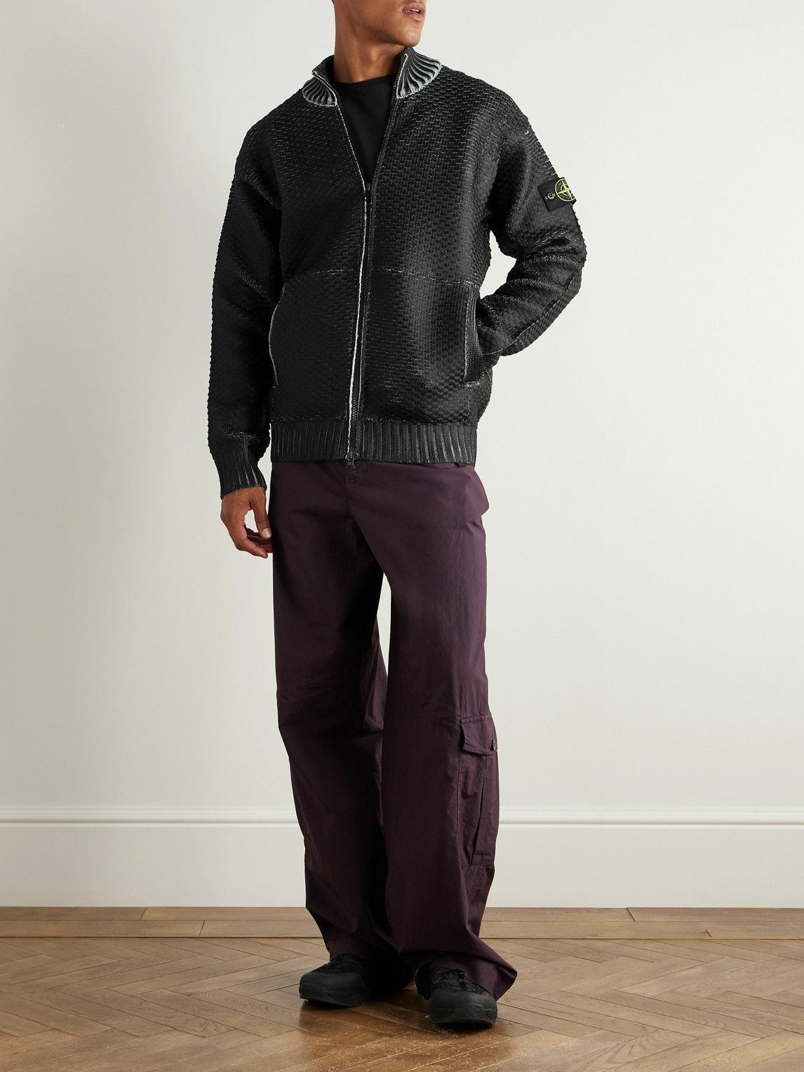 Stone Island - Sublimatic Ribbed-Knit Zip-Up Cardigan - Black Stone Island