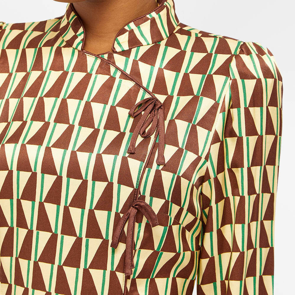 KITRI Women's Allegra Tile Print Mini Dress in Brown KITRI