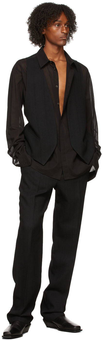 Ann Demeulemeester Black Brushed Wool Vincent Trousers Ann Demeulemeester