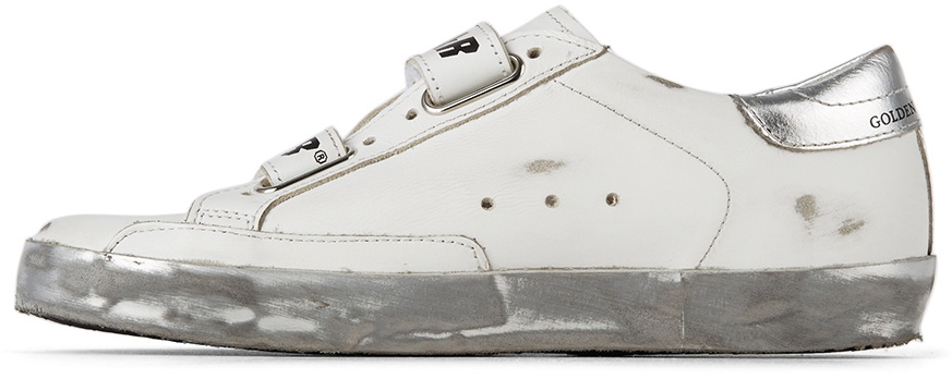 Golden Goose Kids White & Silver Glitter Old School Velcro Sneakers ...