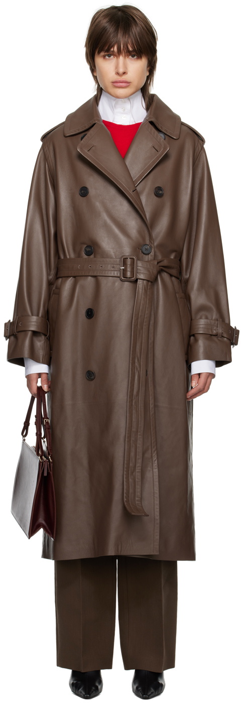 The Row Brown Benzy Leather Trench Coat The Row