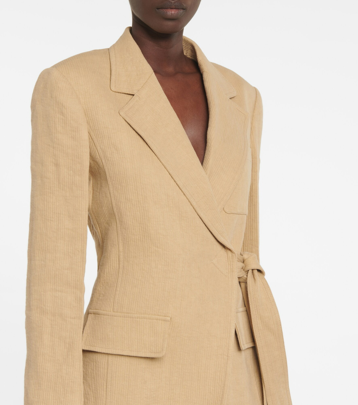 Chloe - Corduroy-effect linen wrap blazer Chloe