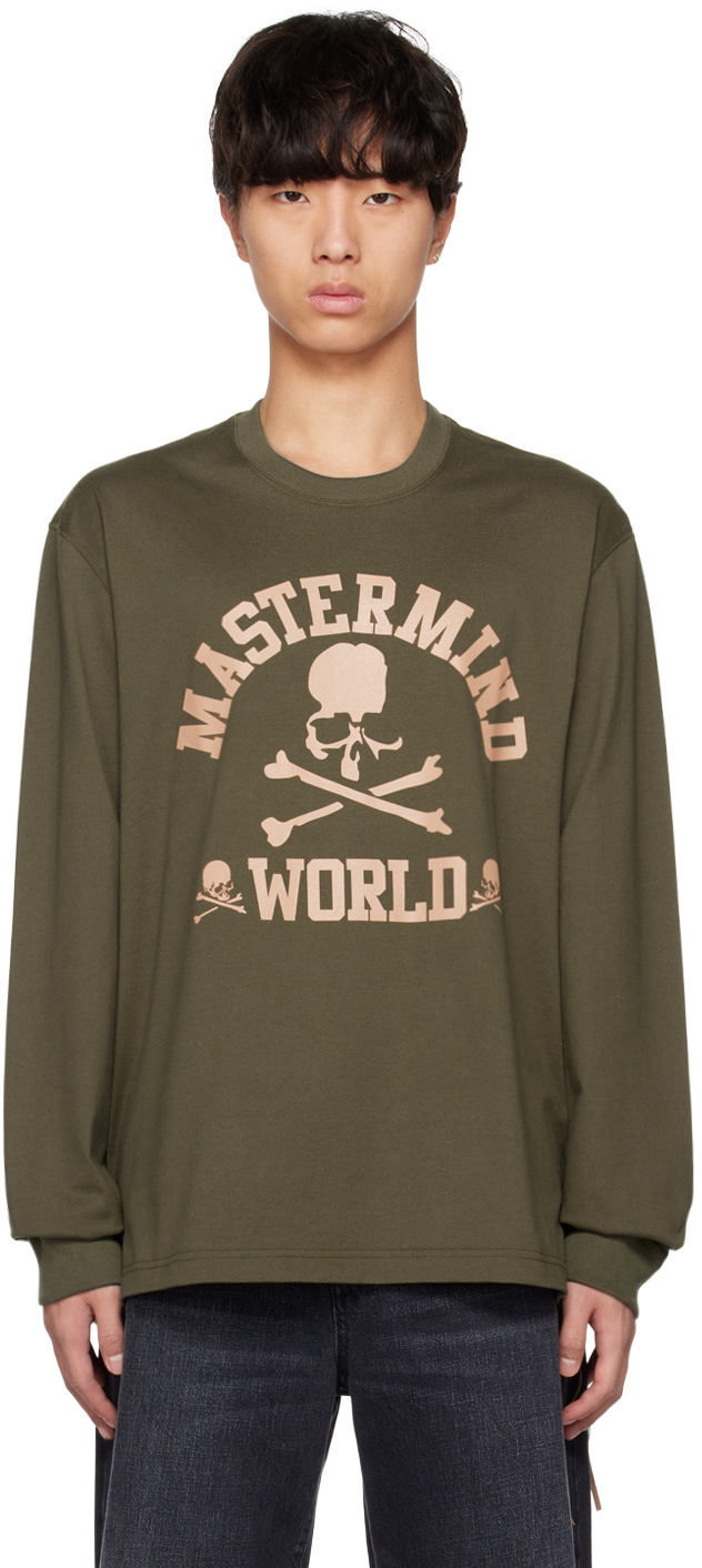 MASTERMIND WORLD Khaki College Long Sleeve T-Shirt MASTERMIND WORLD