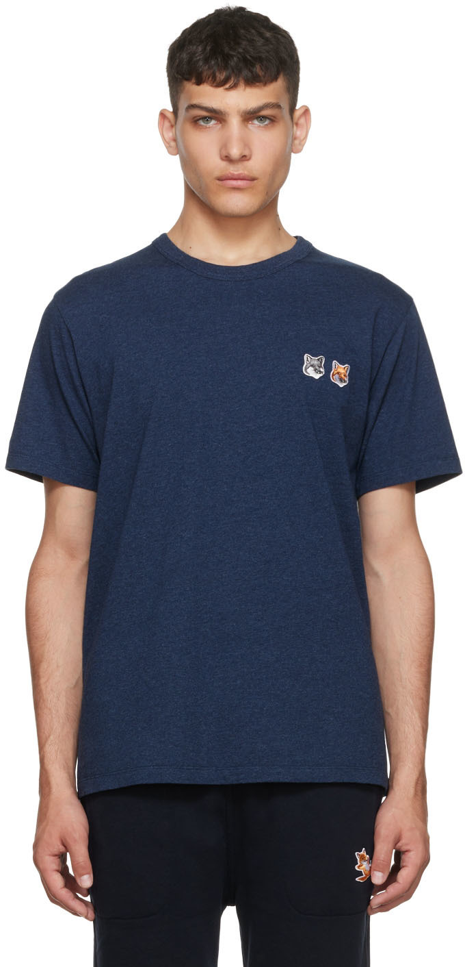 Maison Kitsuné Navy Double Fox Head T-Shirt Maison Kitsune