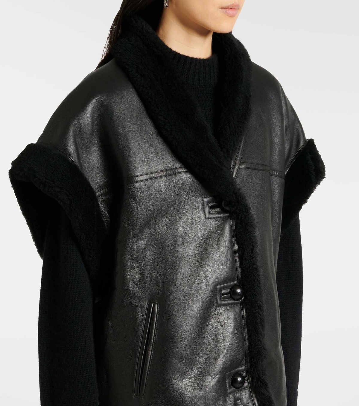 Isabel Marant Medilia shearling-trimmed leather vest Isabel Marant