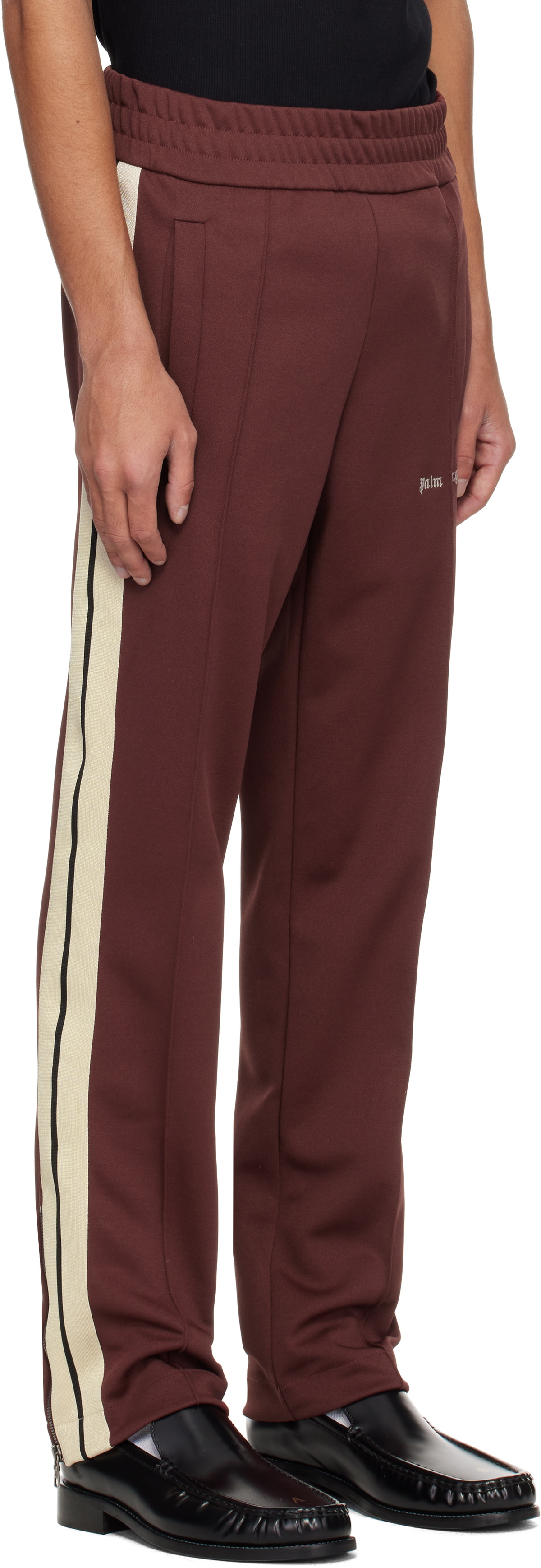 Palm Angels Burgundy Embroidered Logo Track Pants Palm Angels