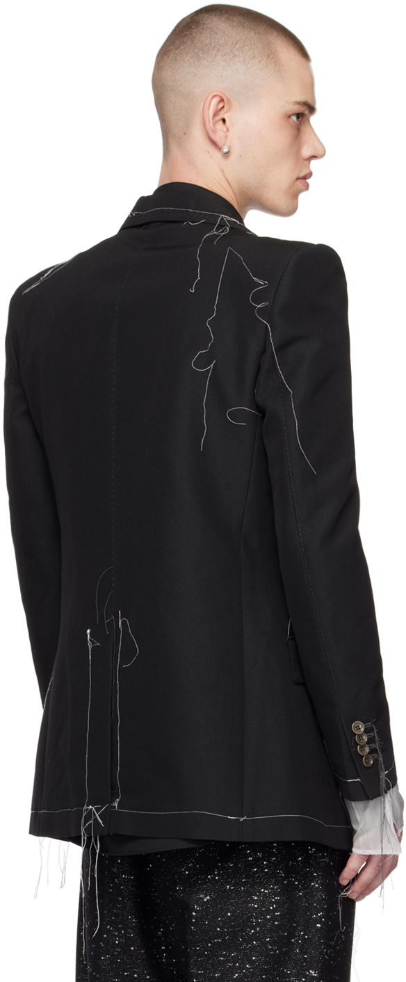 NICOLAS ANDREAS TARALIS Black Loose Thread Blazer Nicolas Andreas Taralis