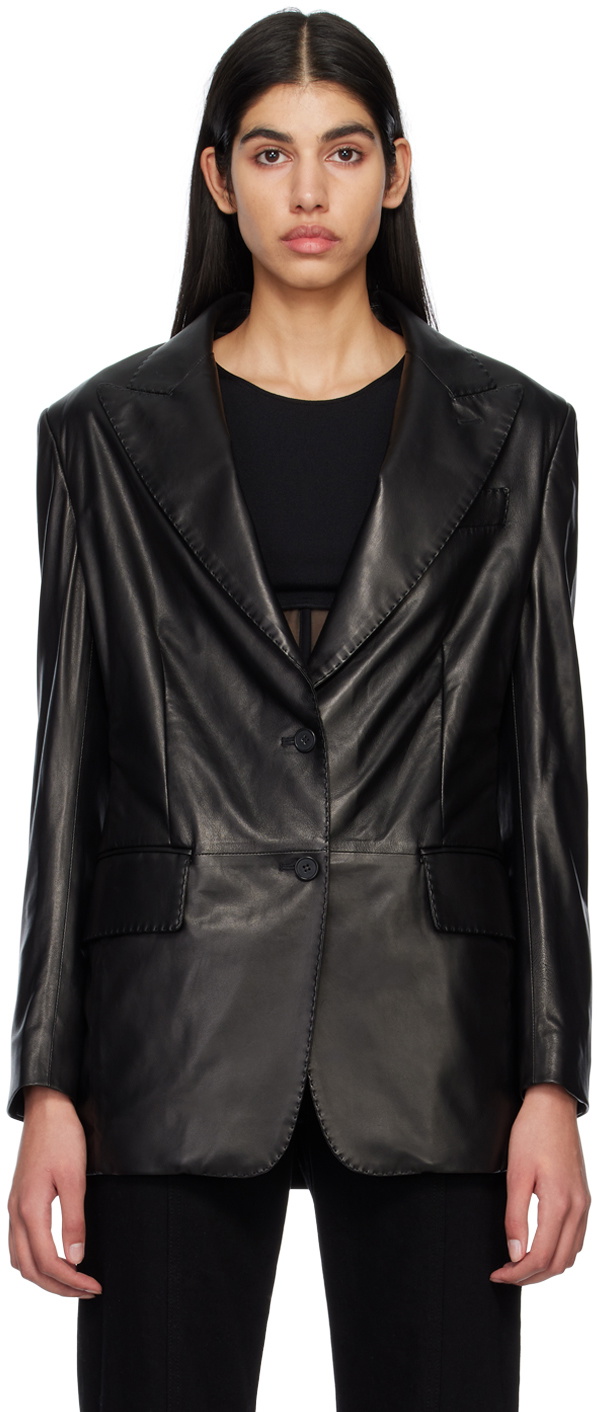 TOM FORD Black Boyfriend Leather Jacket TOM FORD